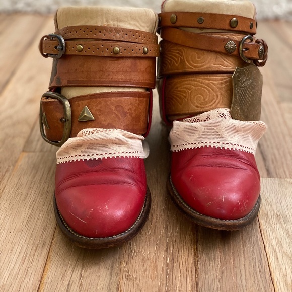 Shoes | Red Cowboy Boots Size 6 Upcycled Cowgirl Boots | Poshmark